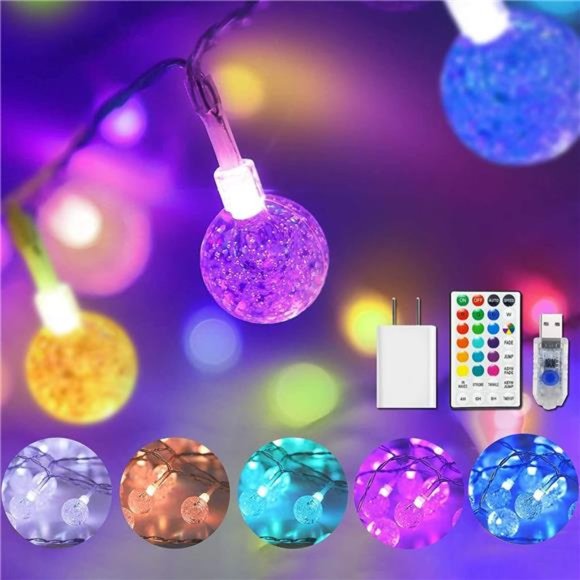 Holiday | Color Changing Globe String Lights Usb Plug 164ft 5 Leds ...